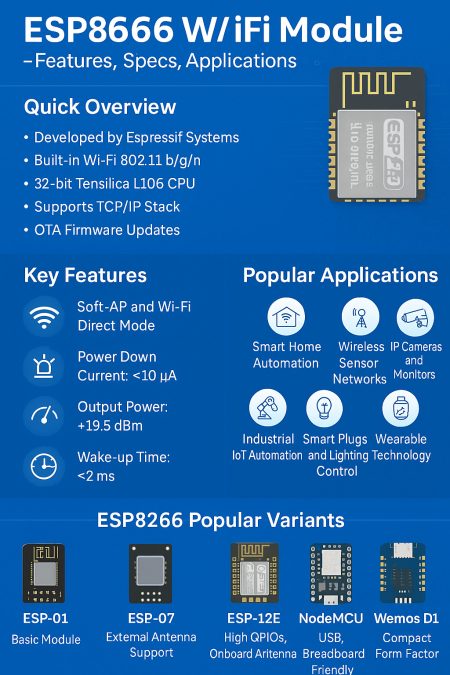 ESP8266 WiFi Module Guide (2025) – Features, Specs, Uses